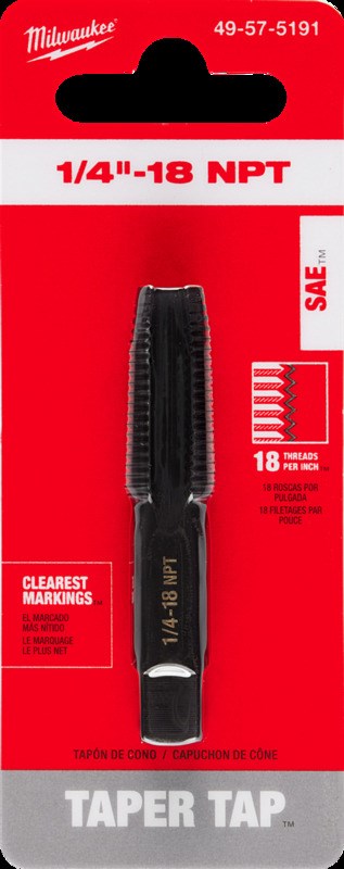 Buy the Milwaukee Tool 49-57-5191 1/4-18 Taper Tap | Hardware World